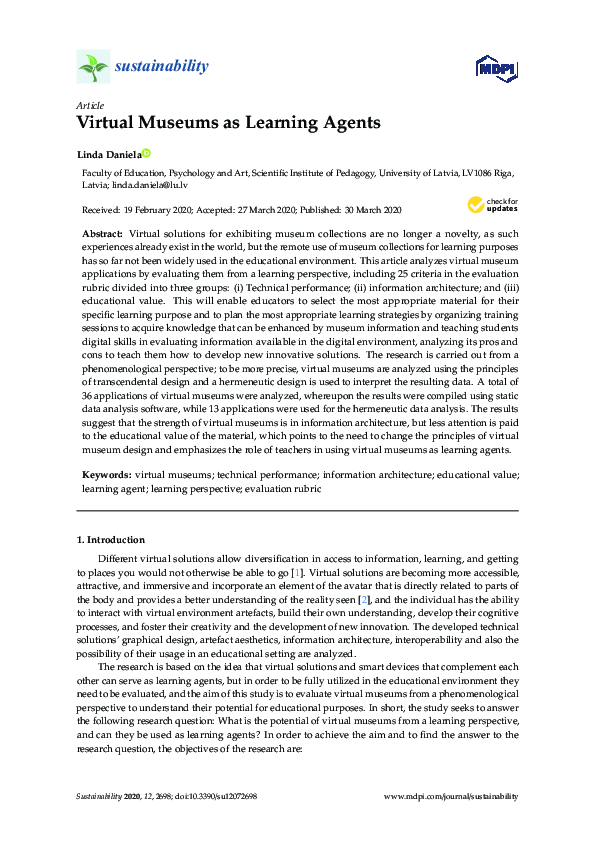 (PDF) Virtual Museums as Learning Agents