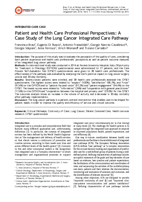 (PDF) Patient and Health Care Professional Perspectives: A Case Study ...