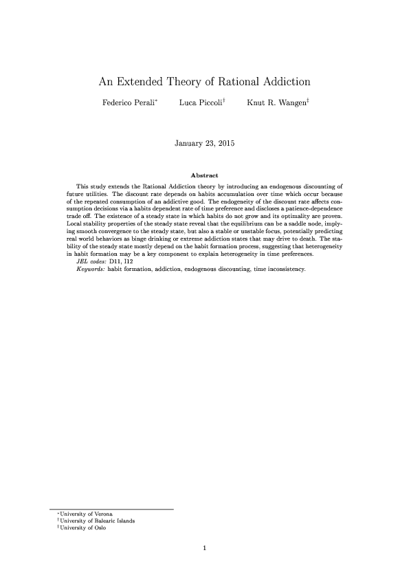 (PDF) An Extended Theory of Rational Addiction | Federico Perali ...