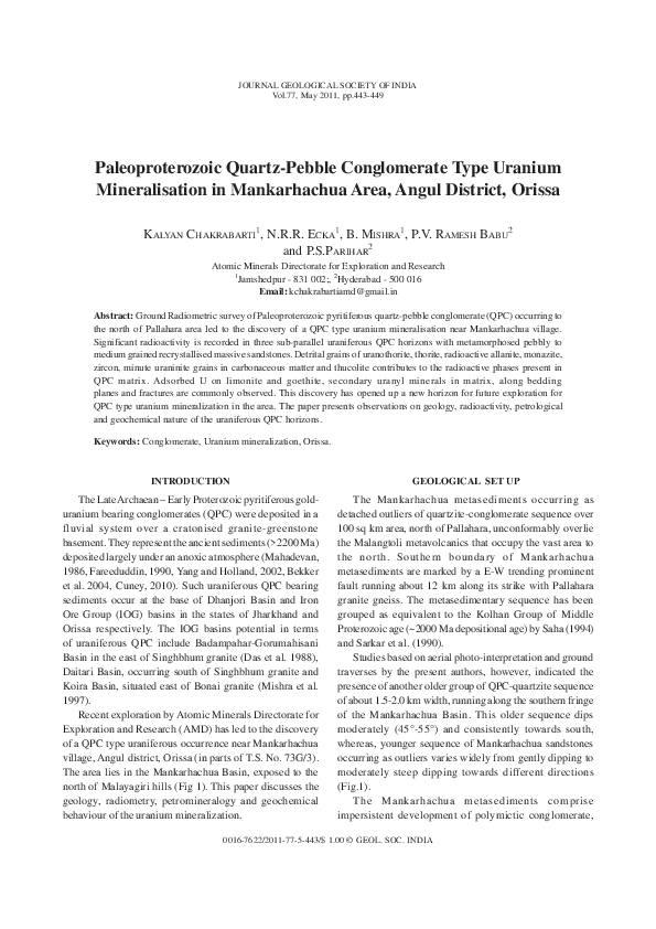 (PDF) Paleoproterozoic quartz-pebble conglomerate type uranium ...