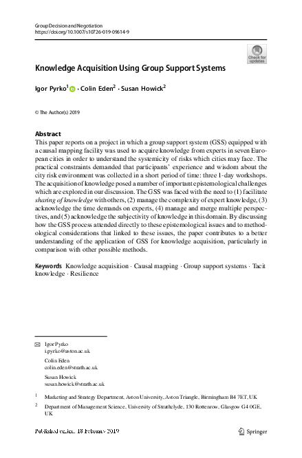 (PDF) Knowledge Acquisition Using Group Support Systems
