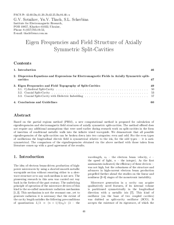(PDF) Eigen Frequencies and Field Structure of Axially Symmetric Split ...