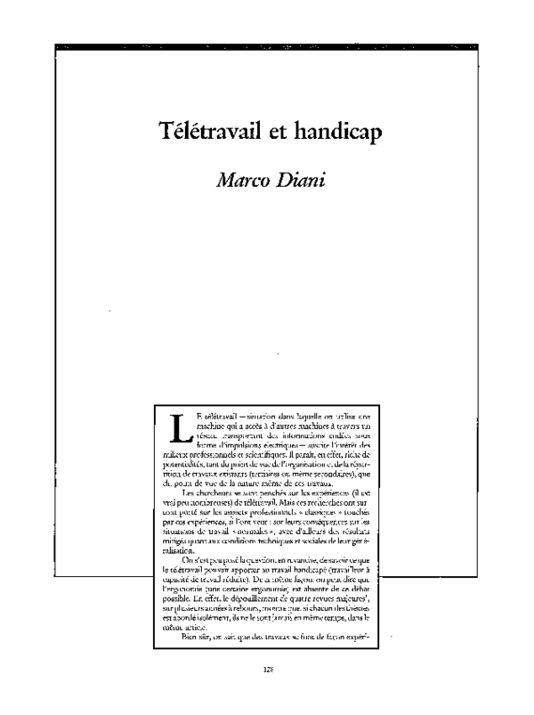 (PDF) Télétravail et handicap