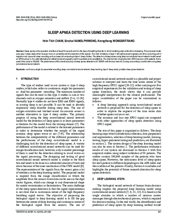 Pdf Sleep Apnea Detection Using Deep Learning