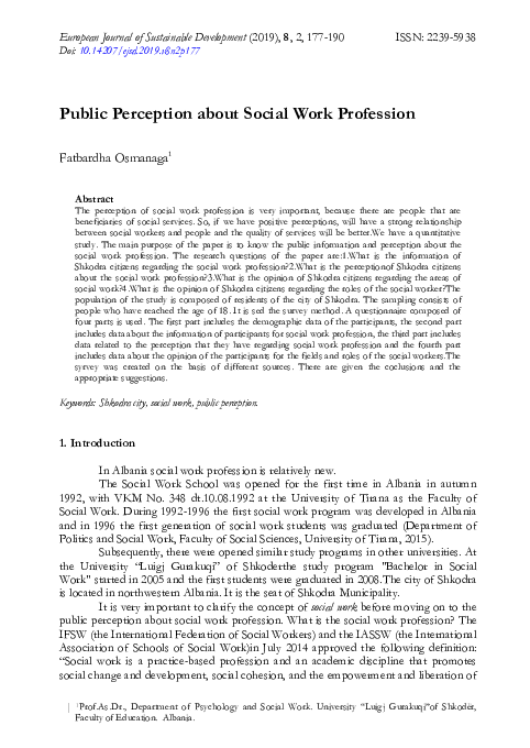 (PDF) Public Perception about Social Work Profession