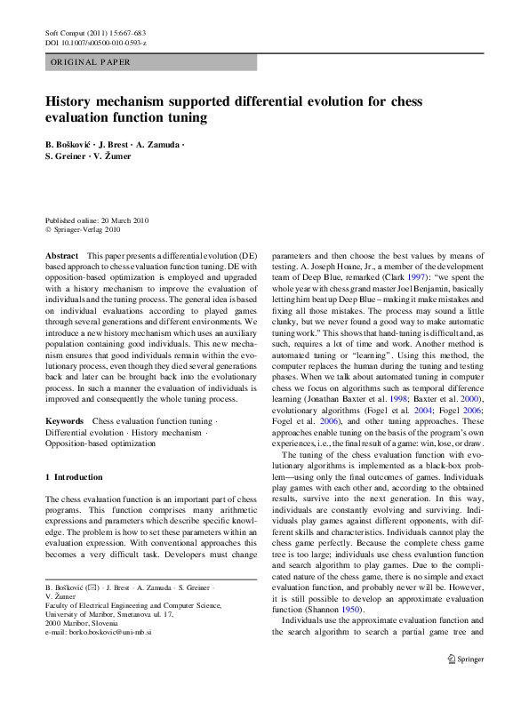 (PDF) History mechanism supported differential evolution for chess ...