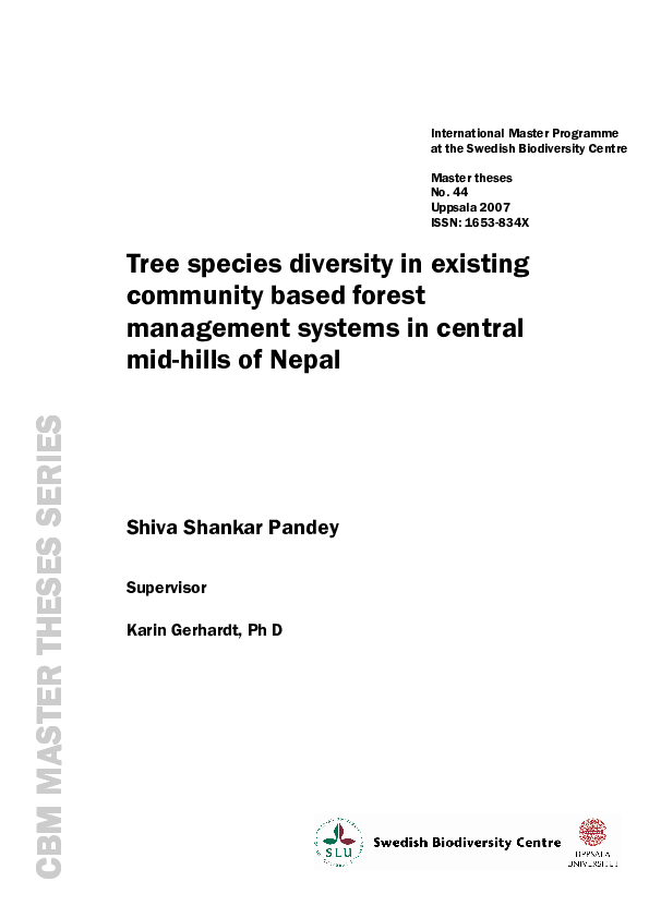 (PDF) Tree species diversity in existing community based forest ...