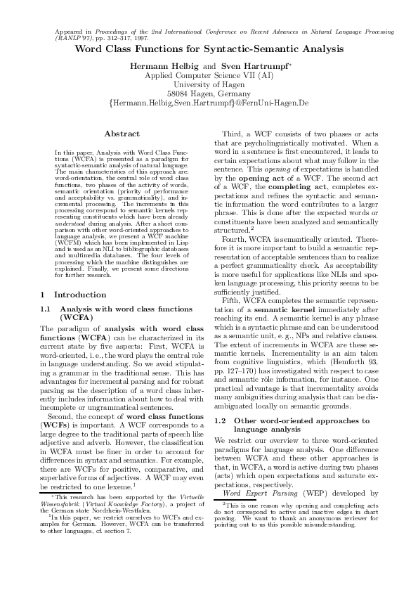 (PDF) Word class functions for syntactic-semantic analysis | Hermann ...