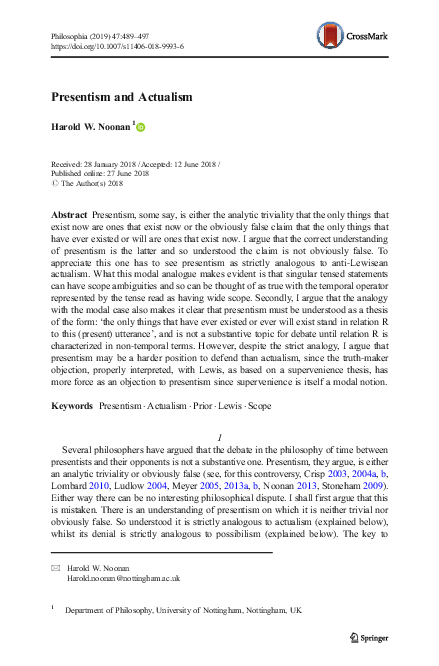 (PDF) Presentism and Actualism