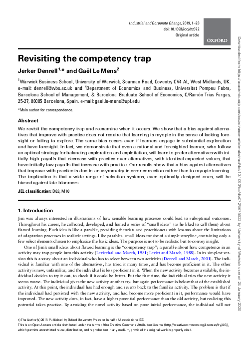 (PDF) Revisiting the competency trap