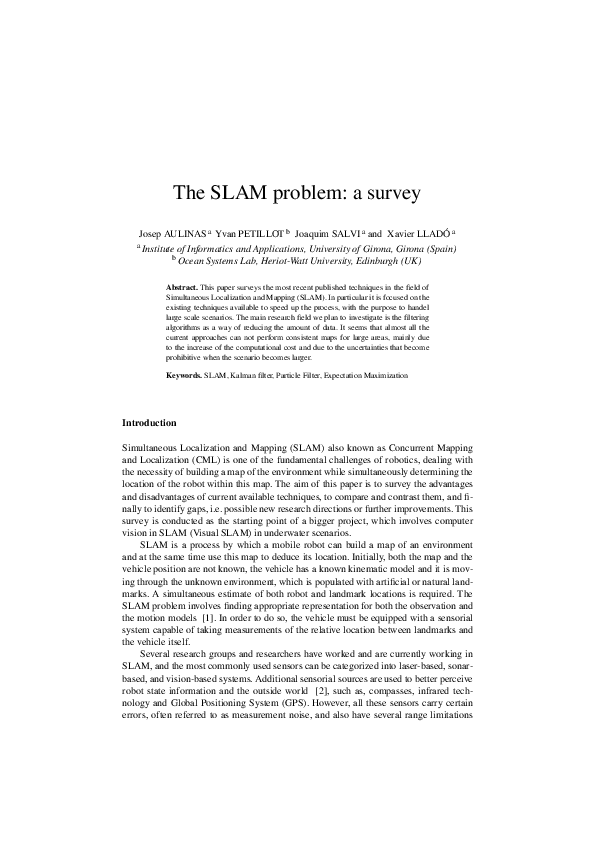 (PDF) The SLAM problem: A survey