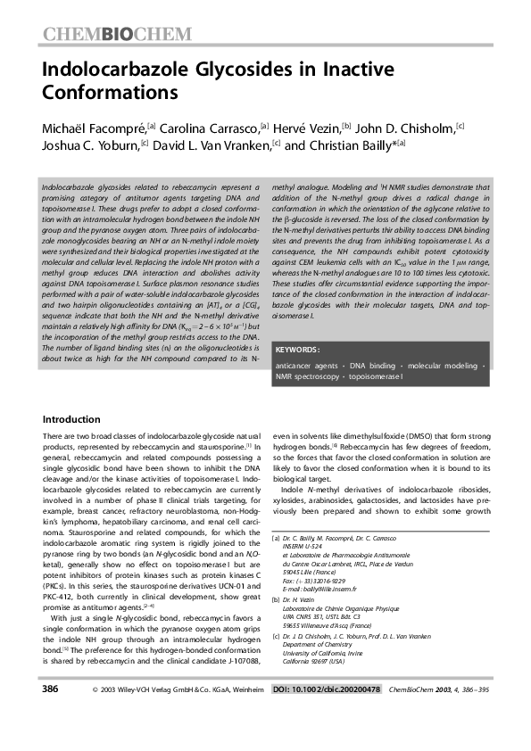 (PDF) Indolocarbazole Glycosides in Inactive Conformations