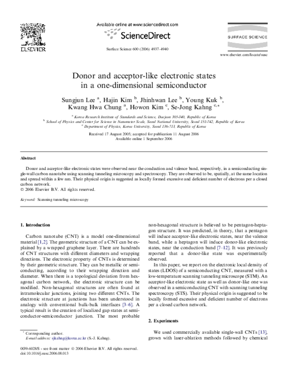 (PDF) Donor and acceptor-like electronic states in a one-dimensional ...