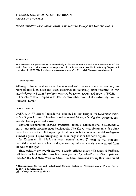 Fibrous xanthomas of the brain