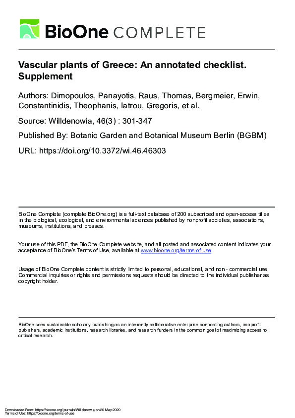 (PDF) Vascular plants of Greece: an annotated checklist