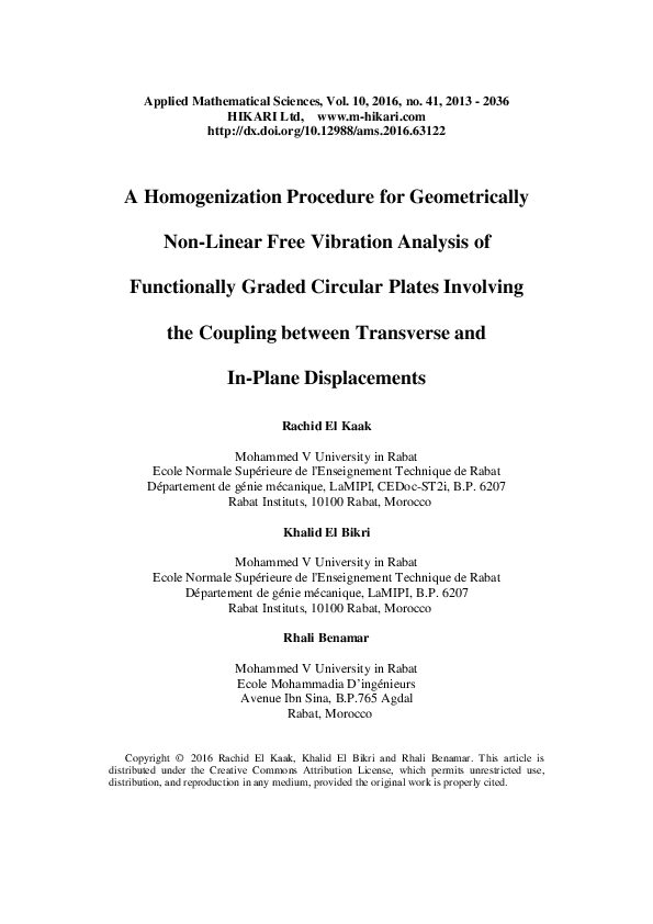(PDF) A homogenization procedure for geometrically non-linear free vibration analysis of ...