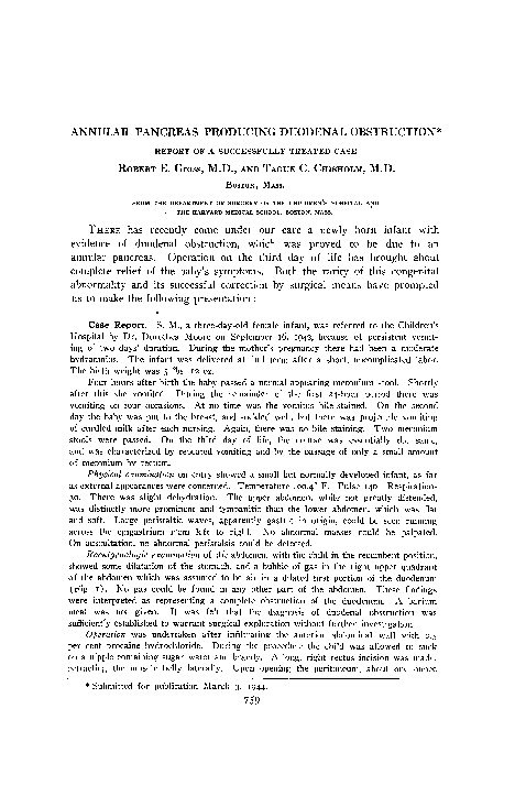 (PDF) Annular Pancreas Producing Duodenal Obstruction* Report of a ...