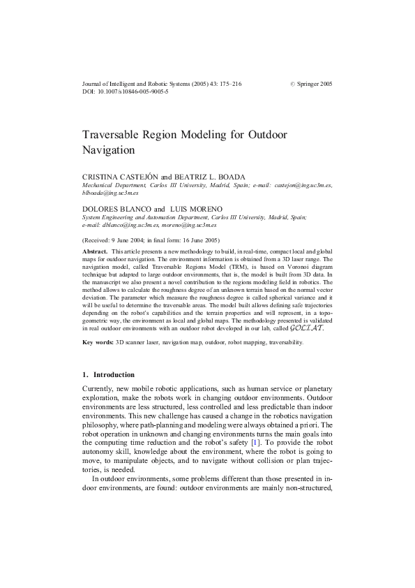 (PDF) Traversable Region Modeling for Outdoor Navigation