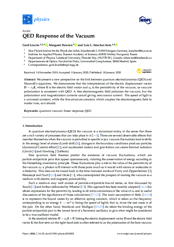 (PDF) QED Response of the Vacuum