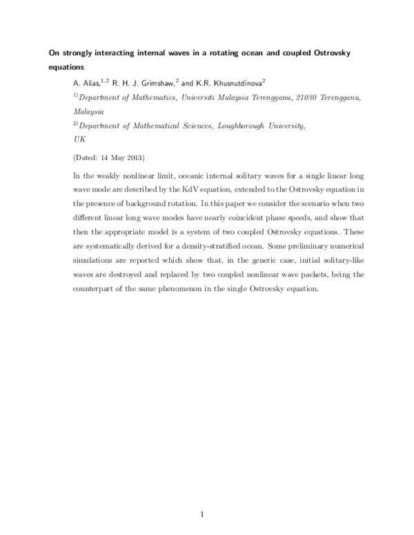 (PDF) On strongly interacting internal waves in a rotating ocean and ...