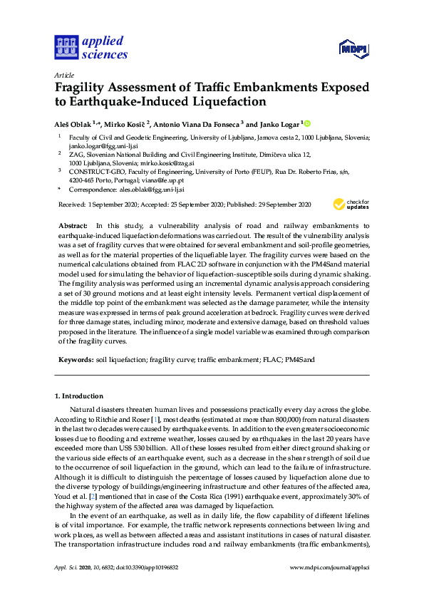(PDF) Fragility Assessment of Traffic Embankments Exposed to Earthquake ...