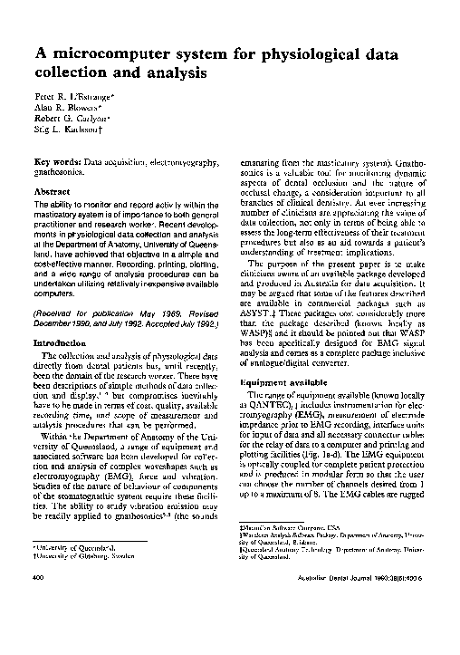 (PDF) A microcomputer system for physiological data collection and analysis