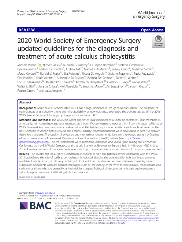 (PDF) 2020 World Society of Emergency Surgery updated guidelines for ...