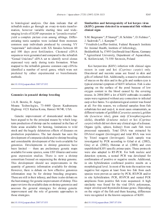 (PDF) Similarities and heterogenicity of koi herpes virus (KHV) genome ...