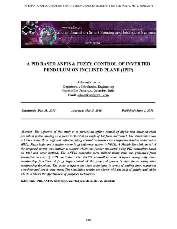 (PDF) A Pid Based Anfis & Fuzzy Control of Inverted Pendulum on ... (PDF) A Pid Based Anfis & Fuzzy Control of Inverted Pendulum on ...