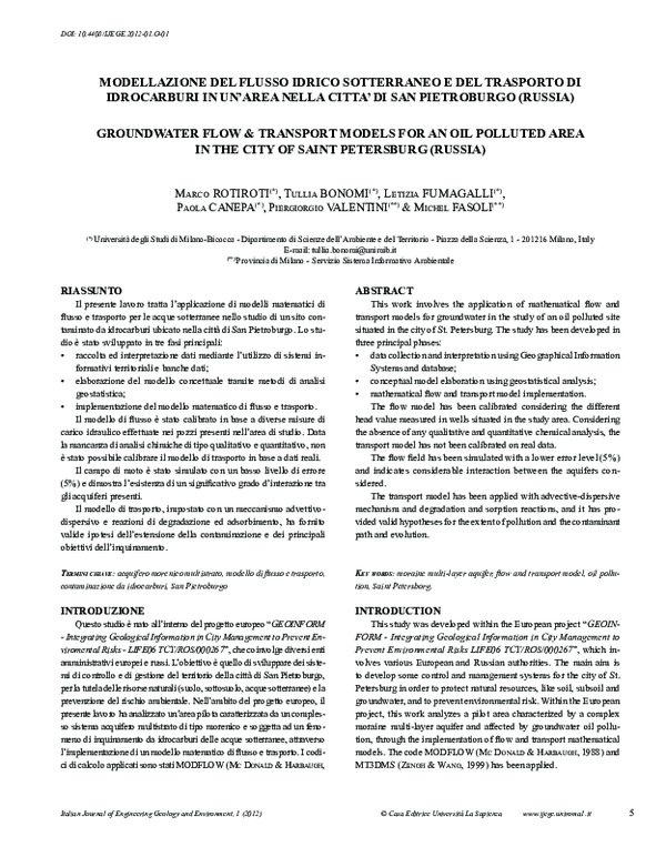 (PDF) Modeling Groundwater Flow and Transport in Oil Pollution, St ...
