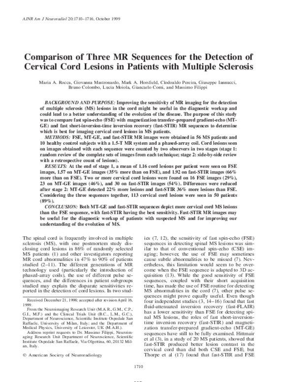 (PDF) Comparison of three MR sequences for the detection of cervical cord lesions in patients ...