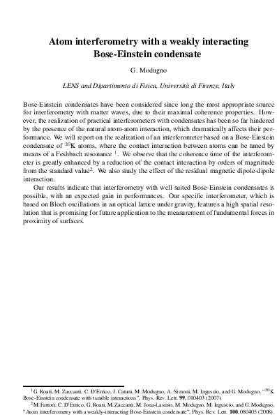 (PDF) Atom Interferometry with a Weakly Interacting Bose-Einstein Condensate