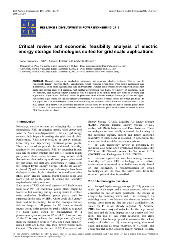 (PDF) Critical review and economic feasibility analysis of electric ...