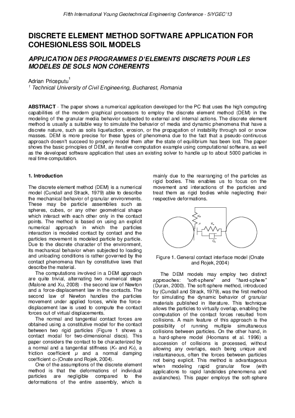 (PDF) Discrete element method software application for cohesionless soil models