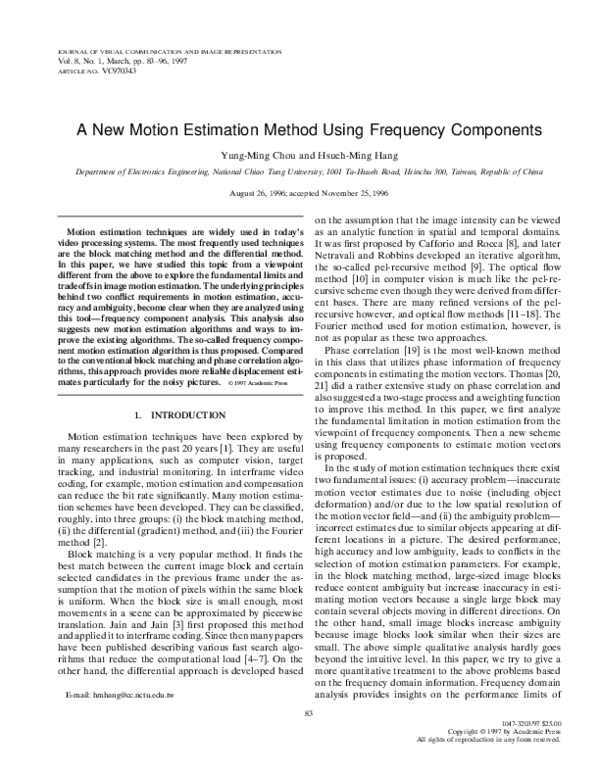 (PDF) A New Motion Estimation Method Using Frequency Components