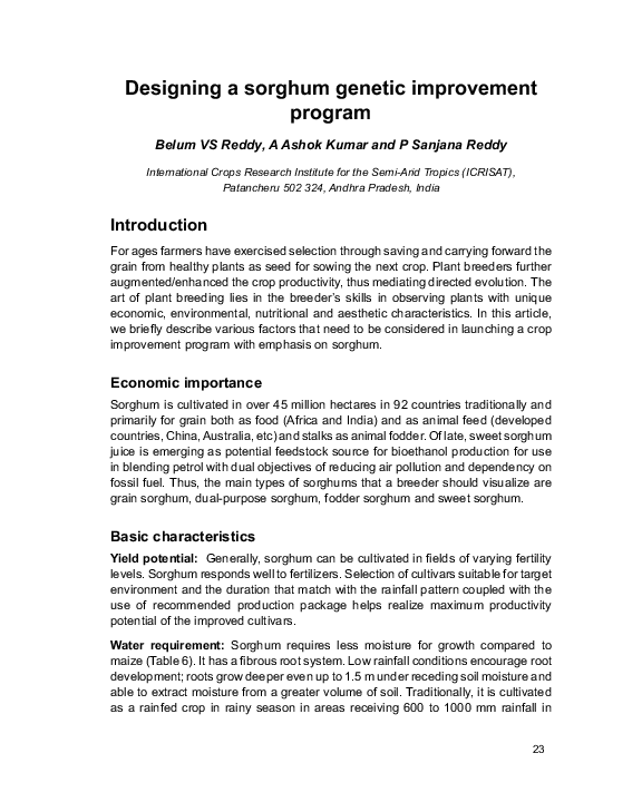 (PDF) Designing a sorghum genetic improvement program