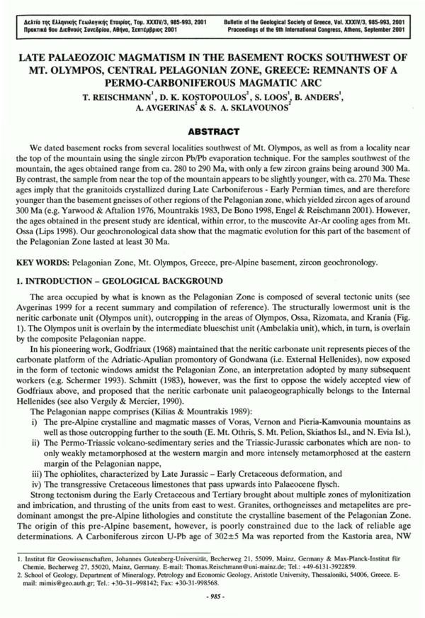 (PDF) Late Palaeozoic magmatism in the basement rocks southwest of Mt ...