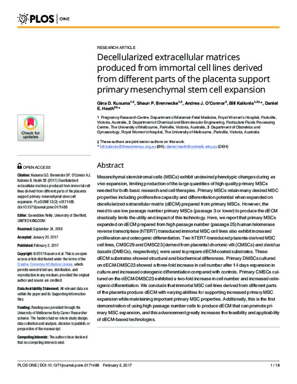 (PDF) Decellularized extracellular matrices produced from immortal cell lines derived from ...