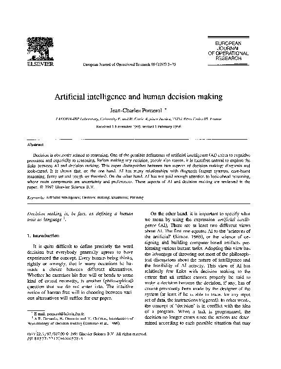 (PDF) Artificial intelligence and human decision making