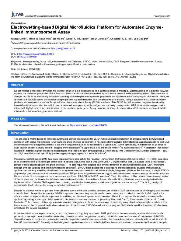 (PDF) Electrowetting-based Digital Microfluidics Platform for Automated Enzyme-linked ...
