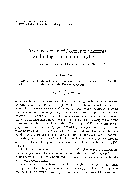(PDF) Average decay of Fourier transforms and integer points in polyhedra