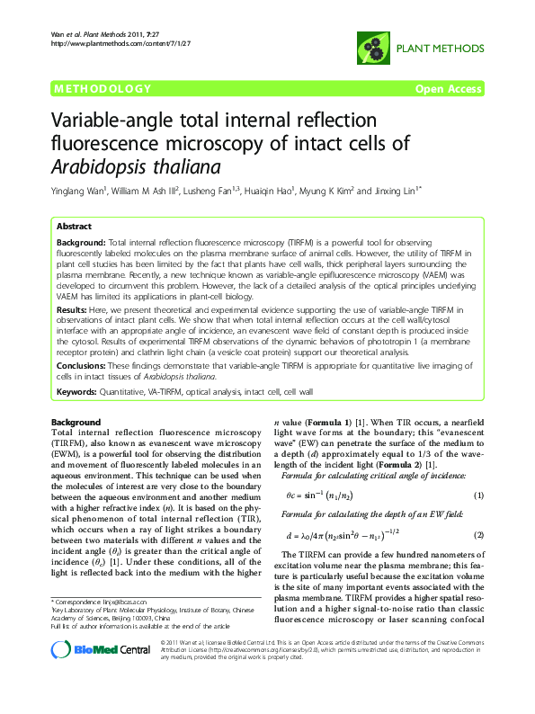 (PDF) Variable-angle total internal reflection fluorescence microscopy ...