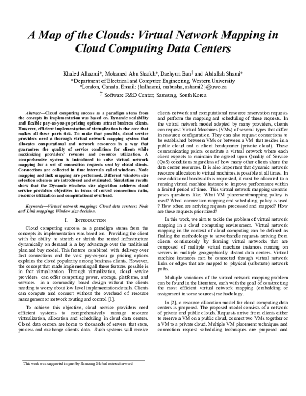(PDF) A Map of the Clouds: Virtual Network Mapping in Cloud Computing ...