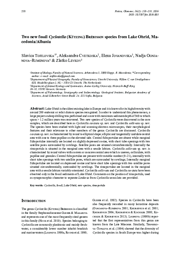 (PDF) Two new fossil Cyclotella (Kutzing) Brebisson species from Lake ...
