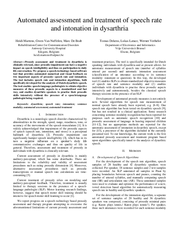 (PDF) Automated assessment and treatment of speech rate and intonation ...