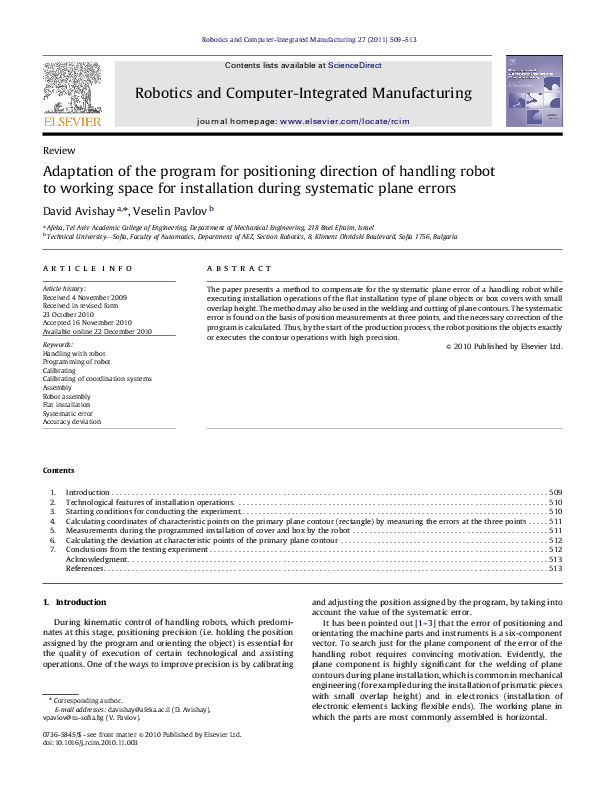 (PDF) Adaptation of the program for positioning direction of handling robot to working space for ...