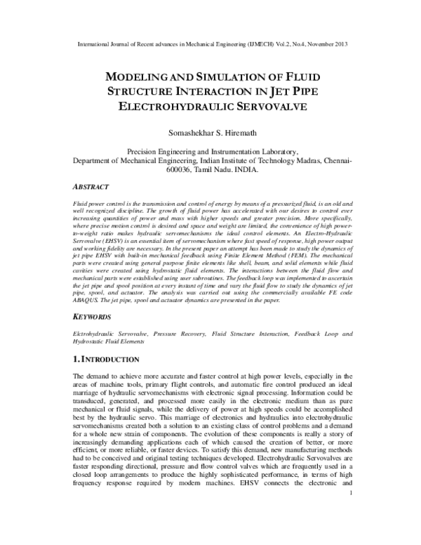 Pdf Modeling And Simulation Of Fluid Structure Interaction In Jet