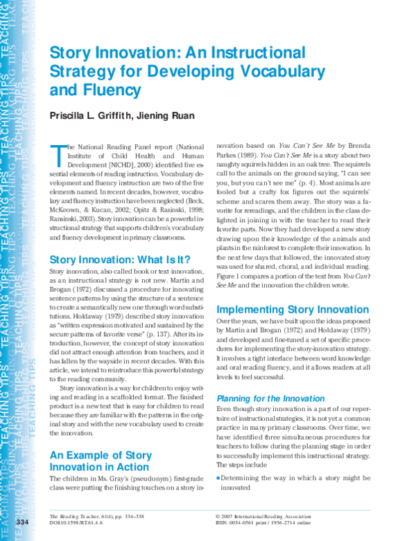 (PDF) Story Innovation: An Instructional Strategy for Developing ...