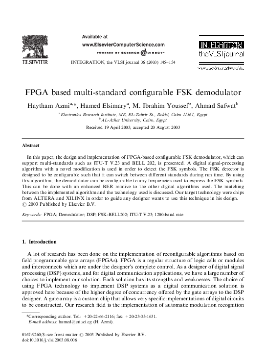 (PDF) FPGA based multi-standard configurable FSK demodulator