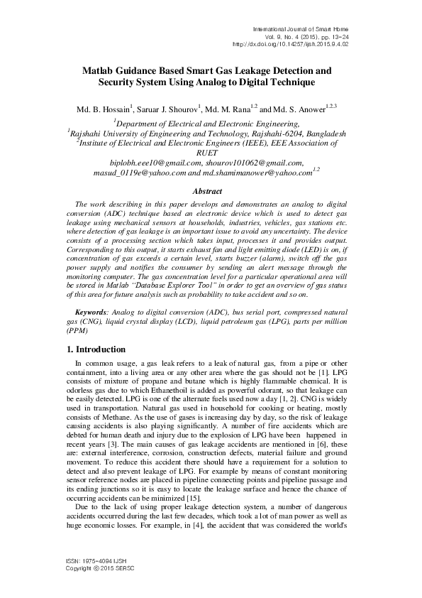 (PDF) Matlab Guidance Based Smart Gas Leakage Detection and Security System Using Analog to ...